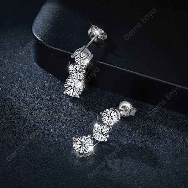 3 stone diamond earrings,3 stone earrings