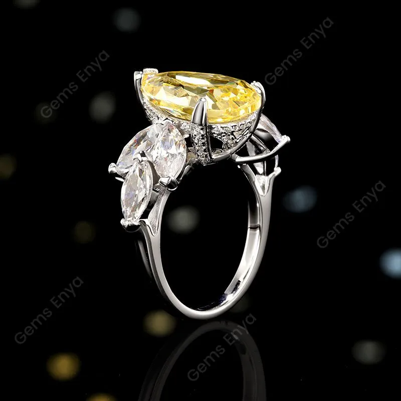 yellow stone ring, pear cut engagement ring, bow ring