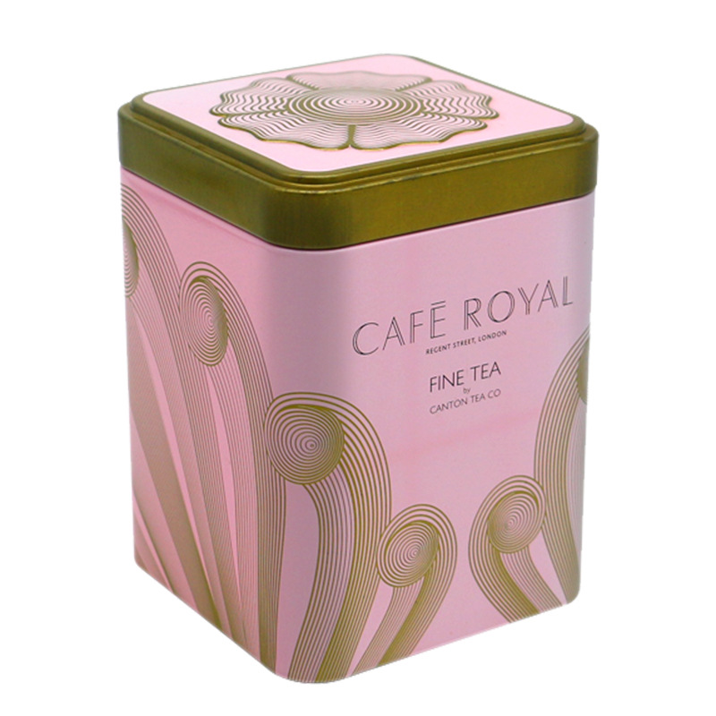 Square Metal Tea Caddy, Custom Ceylon Tea Tin Caddy Wholesale Supplier