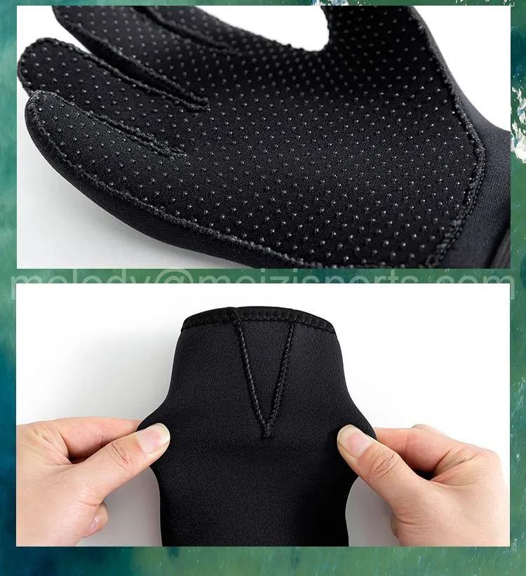 black 3mm neoprene diving gloves