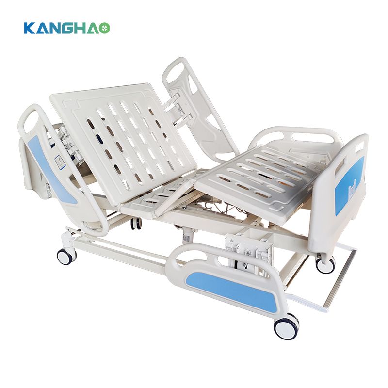Electric five-function hospital bed with central control wheels