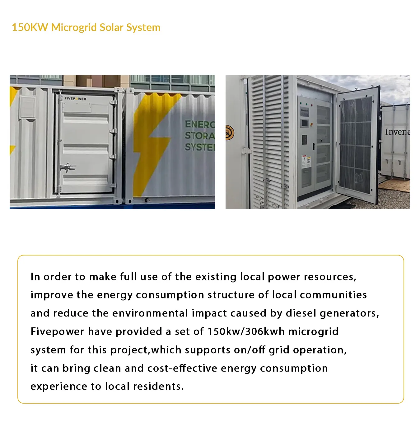 150KW Microgrid Solar battery System,Bess container