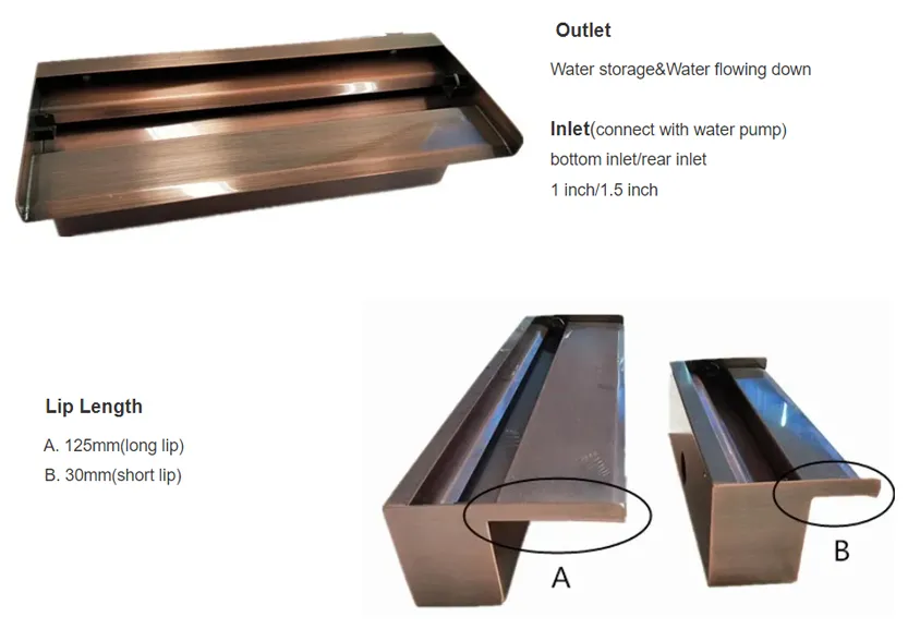 copper waterfall,copper water feature,copper waterfall spillway