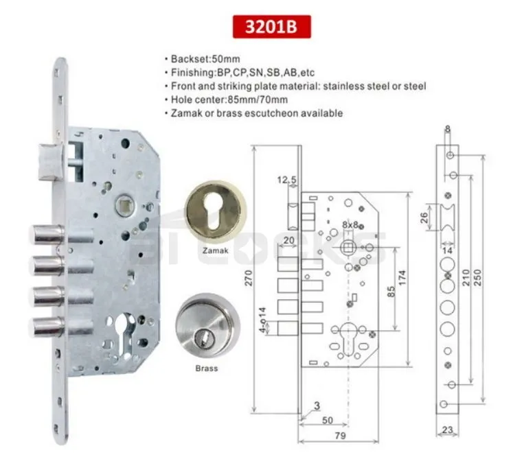 Mortise lock, door lock, lock body 3201B