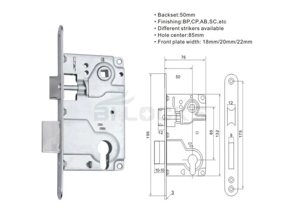 Mortise Wooden Door Lock Body Zamak latch-9171C