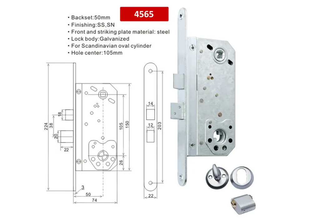 mortise lock, door lock , scandinavian lock body