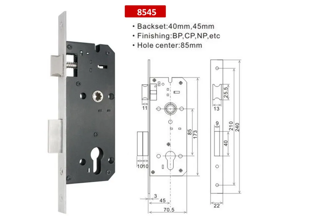 Mortise Lock, door lock, cylinder hole Lock Body