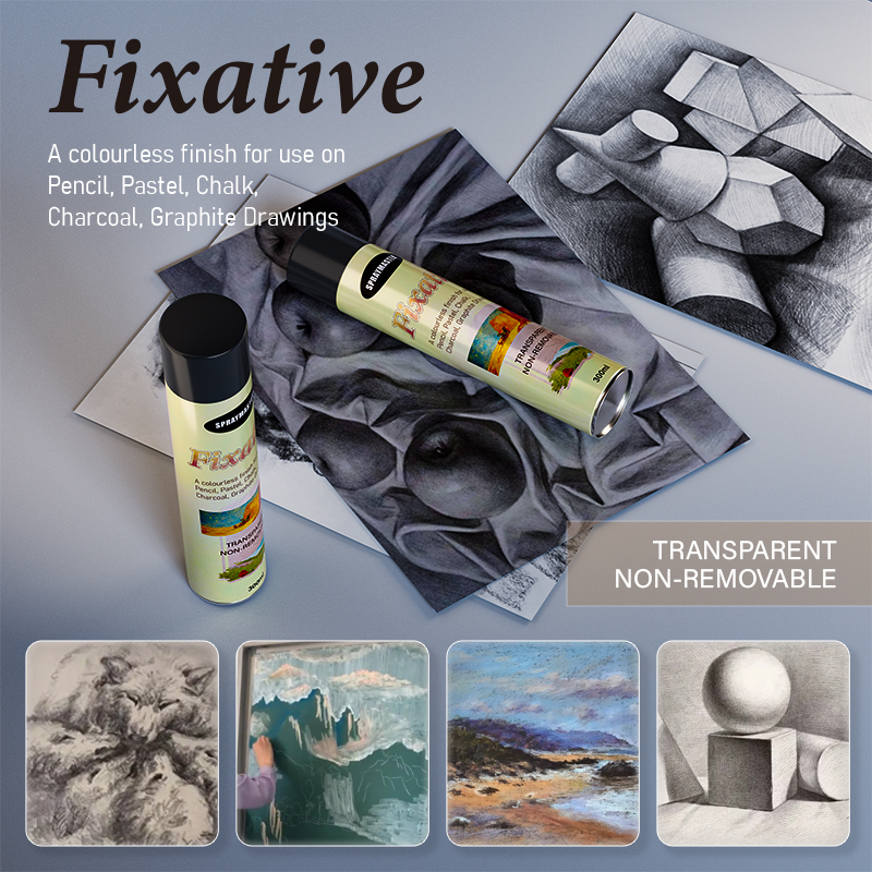 SPRAYMASTER 300ml Transparent Fixative Spray - Quick-Drying for Pencil ...