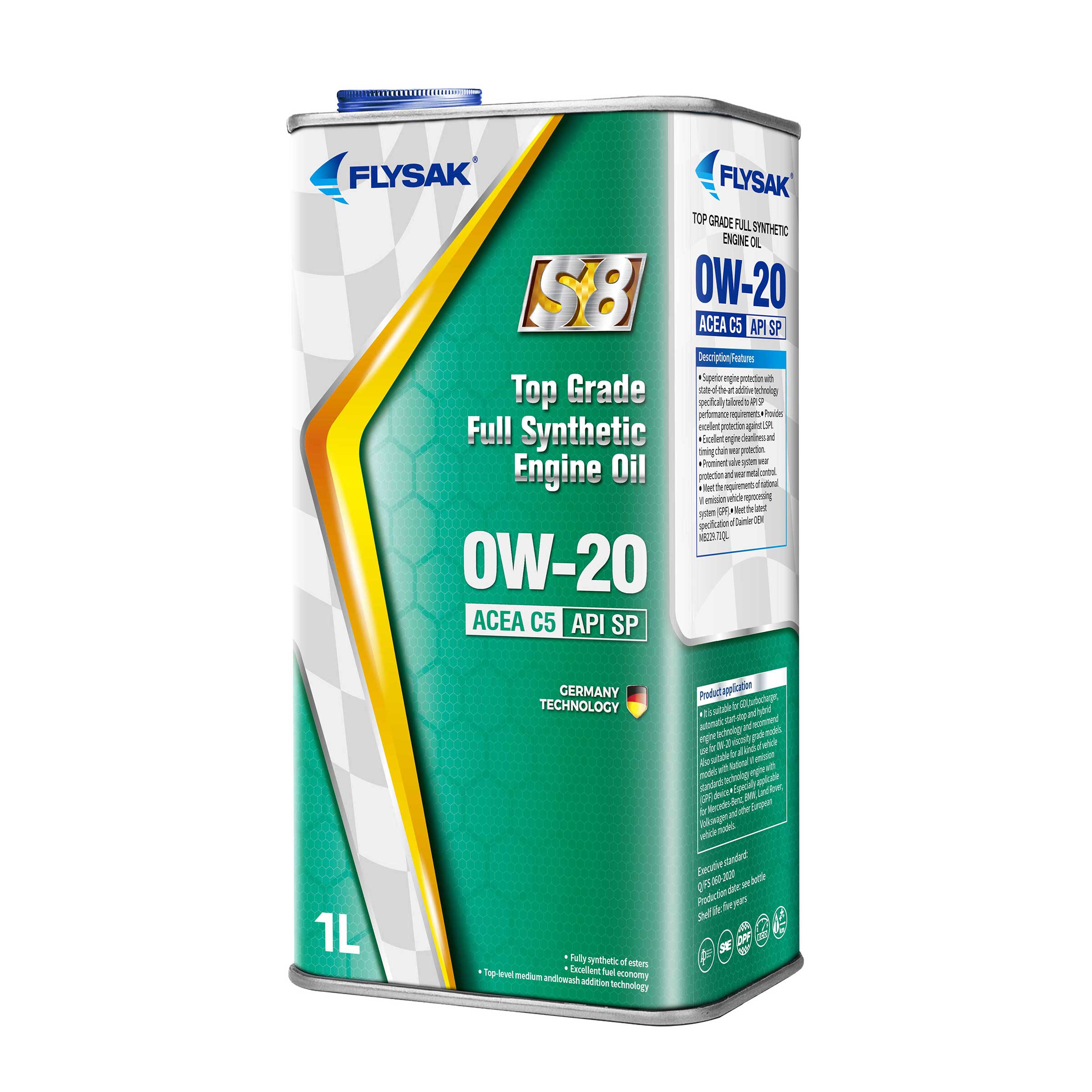 S8 Top Grade Full Synthetic Engine Oil API SP ACEA C5 SAE 0W-20