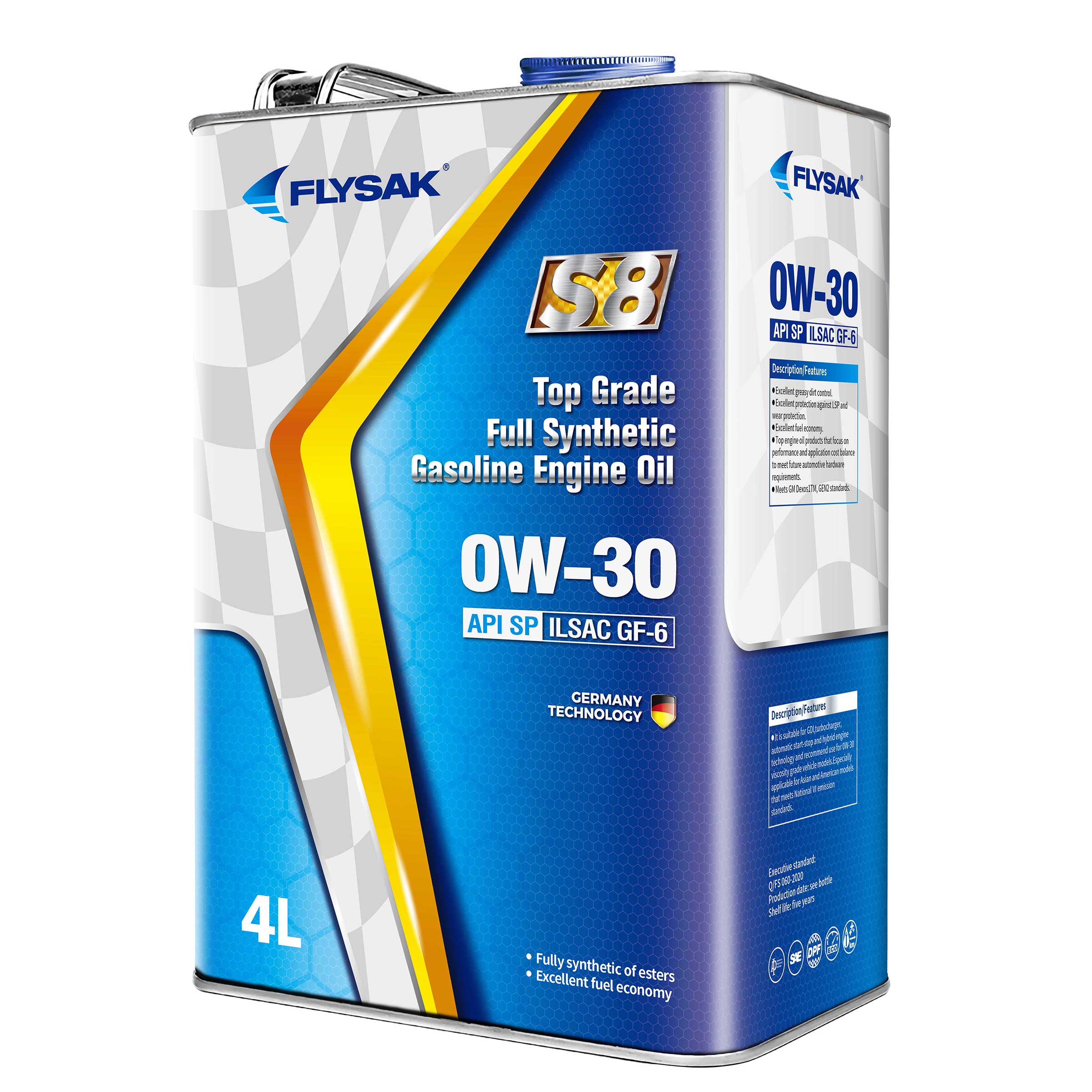 S8 Full Synthetic Gasoline Engine Oil API SP ILSAC GF-6 SAE 0W-30
