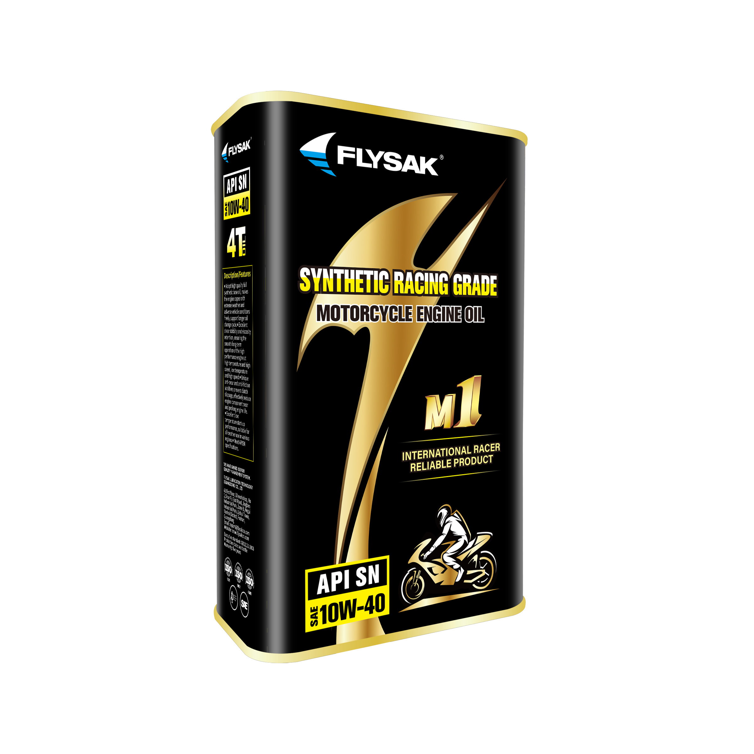 Synthetic Racing Grade Motorcycle Lubricating Oil API SN SAE 10W-40