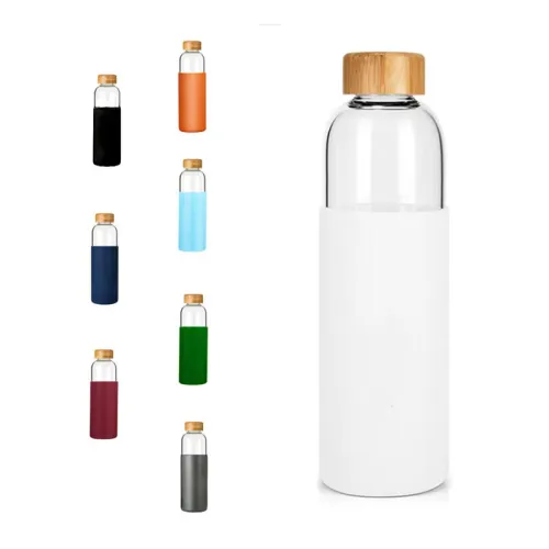 glass bottle with eco bamboo lid