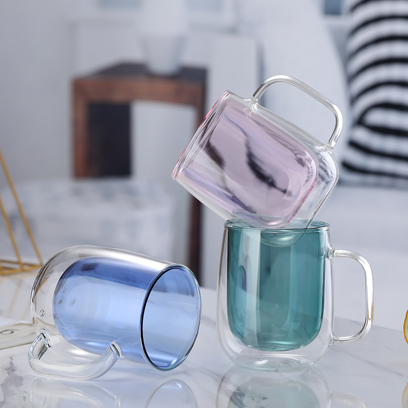 Double Wall Glass Cup with Handle