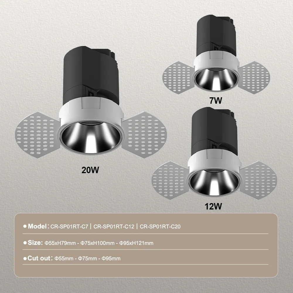 12W Round Trimless Square Spotlight