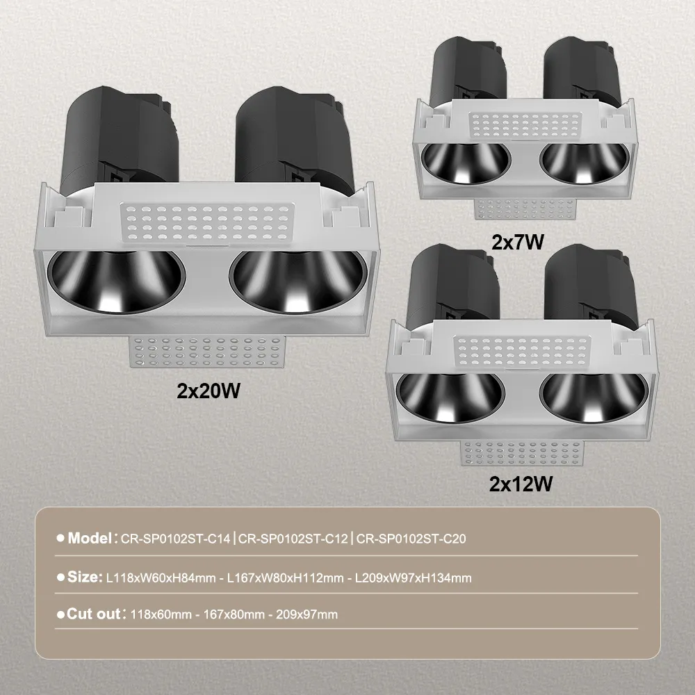 24W Trimless Double Head Spotlight