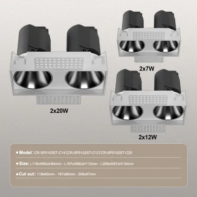 24W Trimless Double Head Spotlight