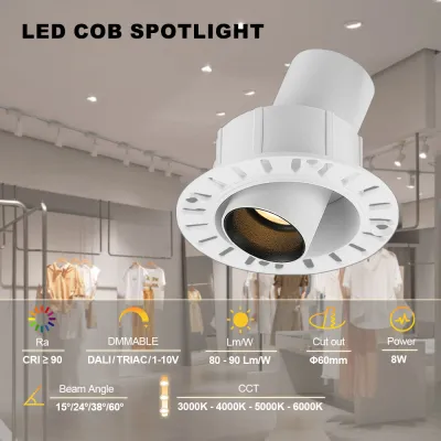 8W Trimless Adjustable LED Spotlight