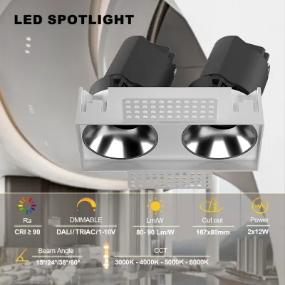 24W Trimless Double Head Spotlight