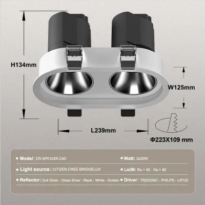 40W Oval Shape Double Downlight
