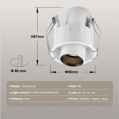 8W Round Adjustable LED Spotlight