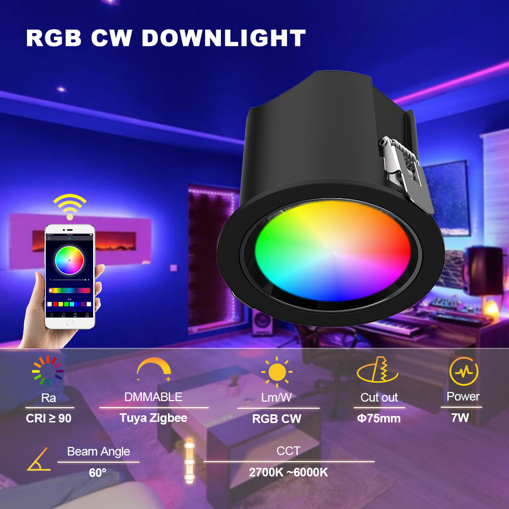 7W RGBCW LED Downlight