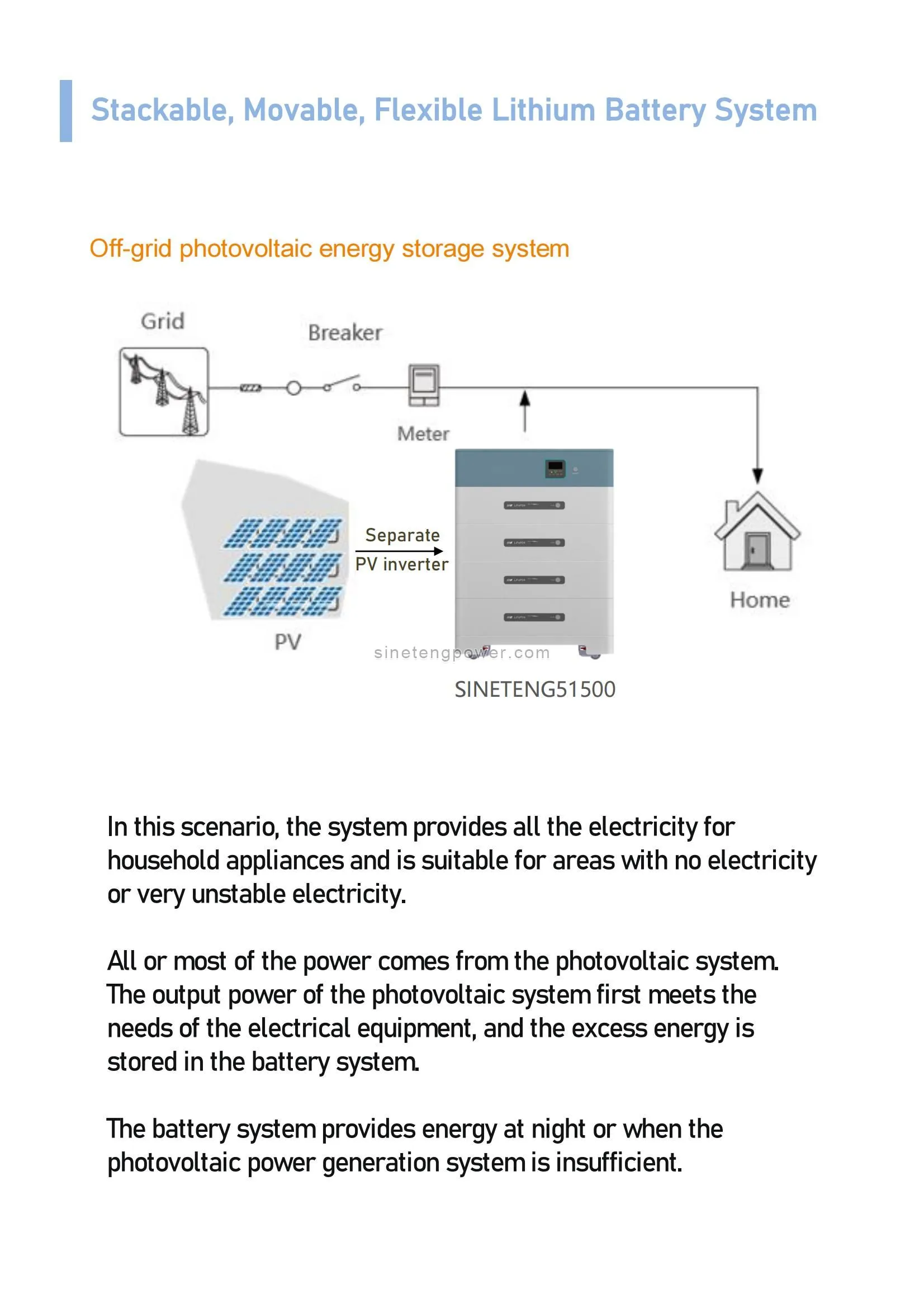 Stackable Movable Flexible Lithium Battery System