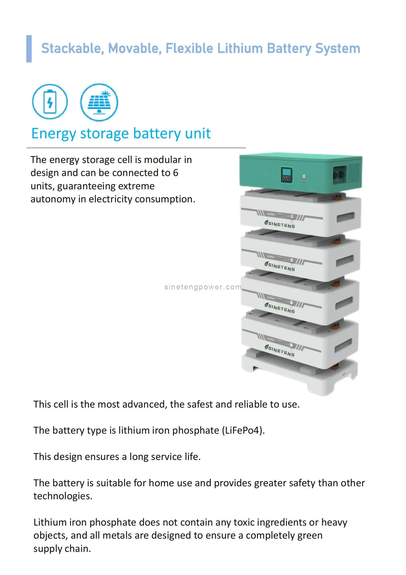 Stackable Movable Flexible Lithium Battery System