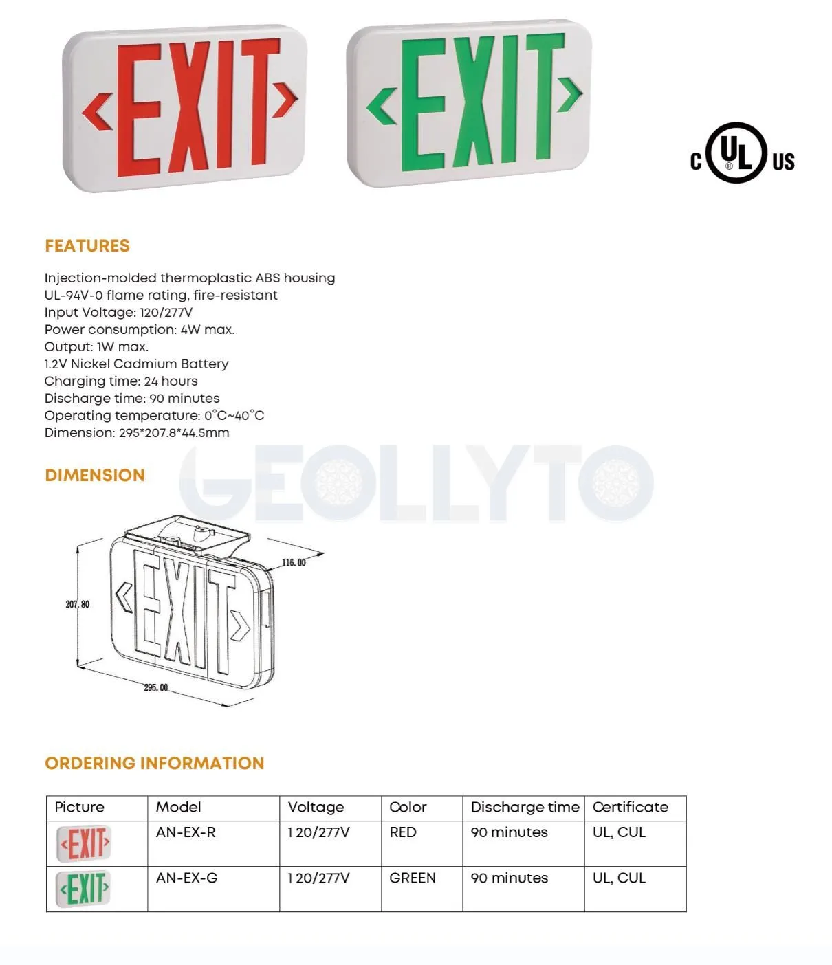 emergency exit sign combo
