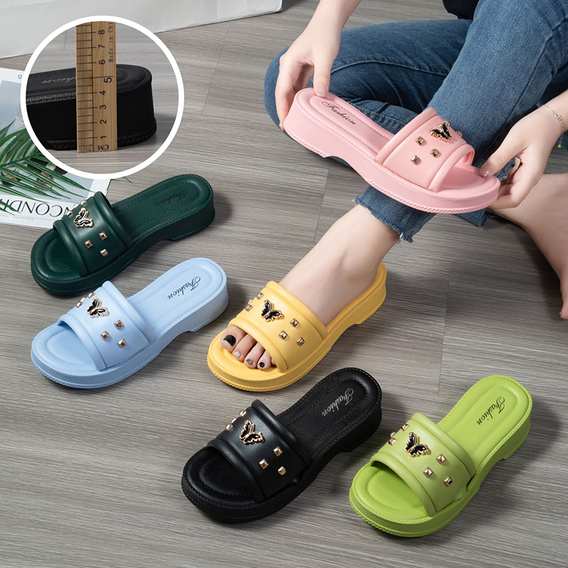latest young slippers,ladies slipper,color sole slippers