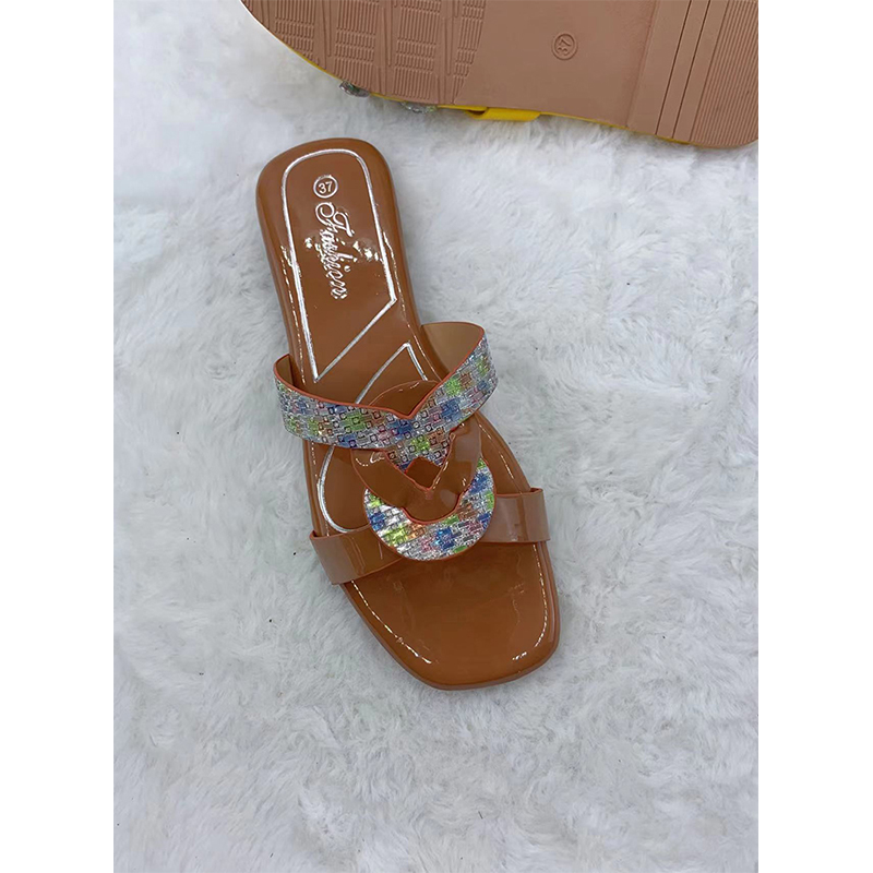 popular female slippers,shining flat slippers,summer trend slippers