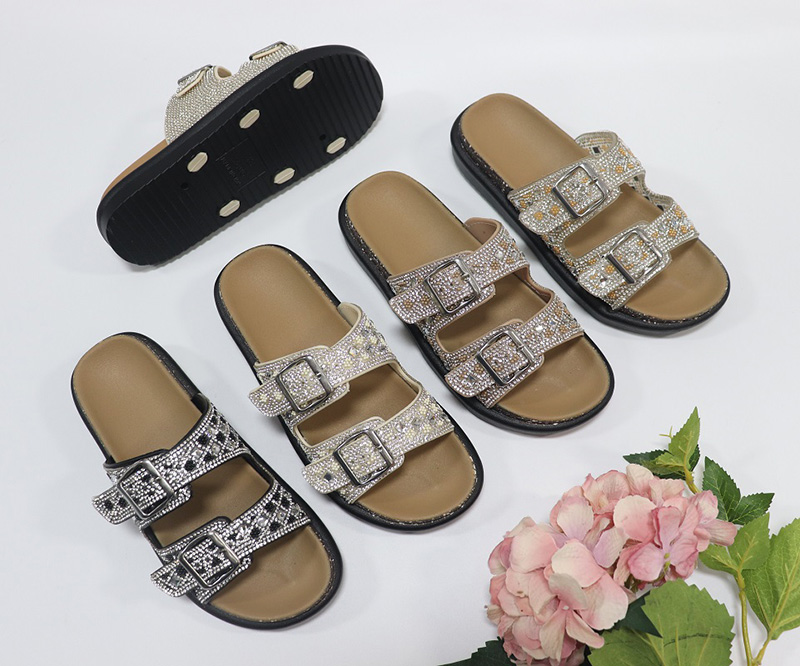 surface cork slippers,double button slippers,ladies classic shoes