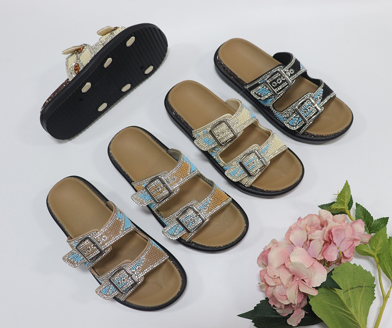 surface cork slippers,double button slippers,ladies classic shoes
