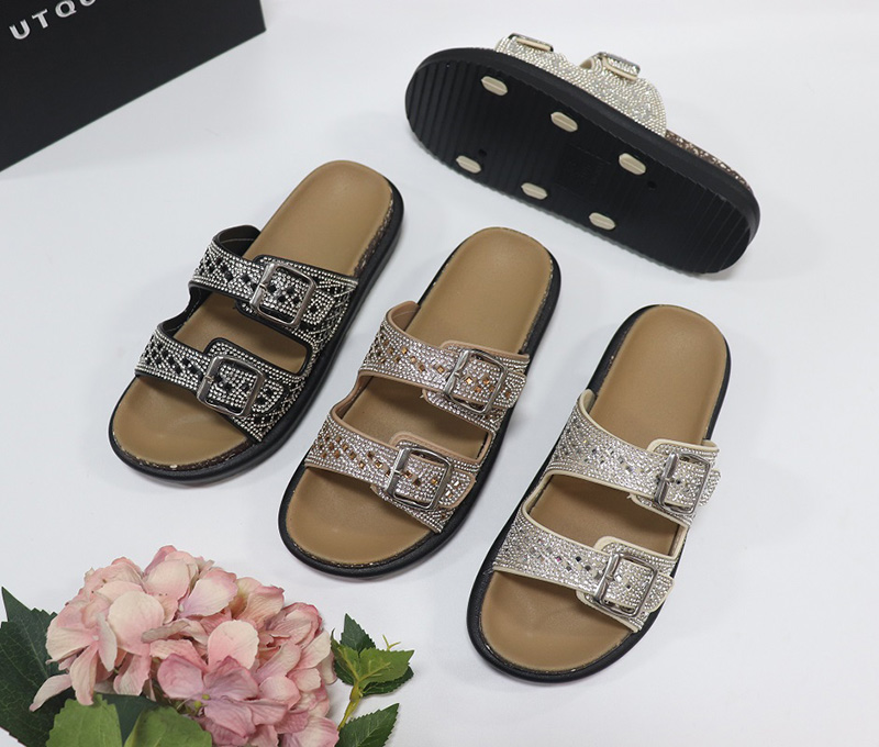 surface cork slippers,double button slippers,ladies classic shoes