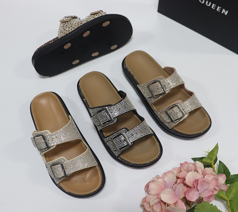 surface cork slippers,double button slippers,ladies classic shoes