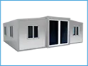 20ft expandable container house with glass curtain wall and L-shaped ...