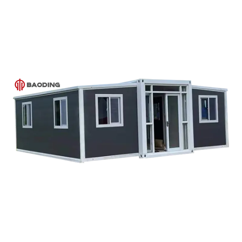 40-foot expandable container house with two rooms and one living room ...