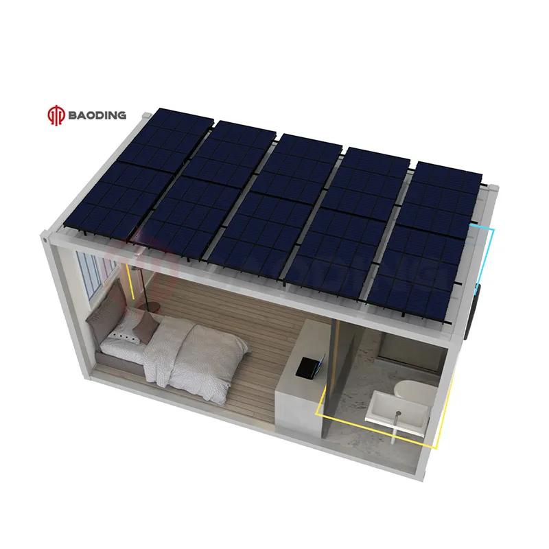 Solar panel container house for living foldable solar container house