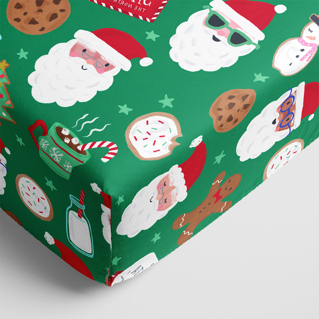 Santa Fitted Crib Sheet Of Cookies