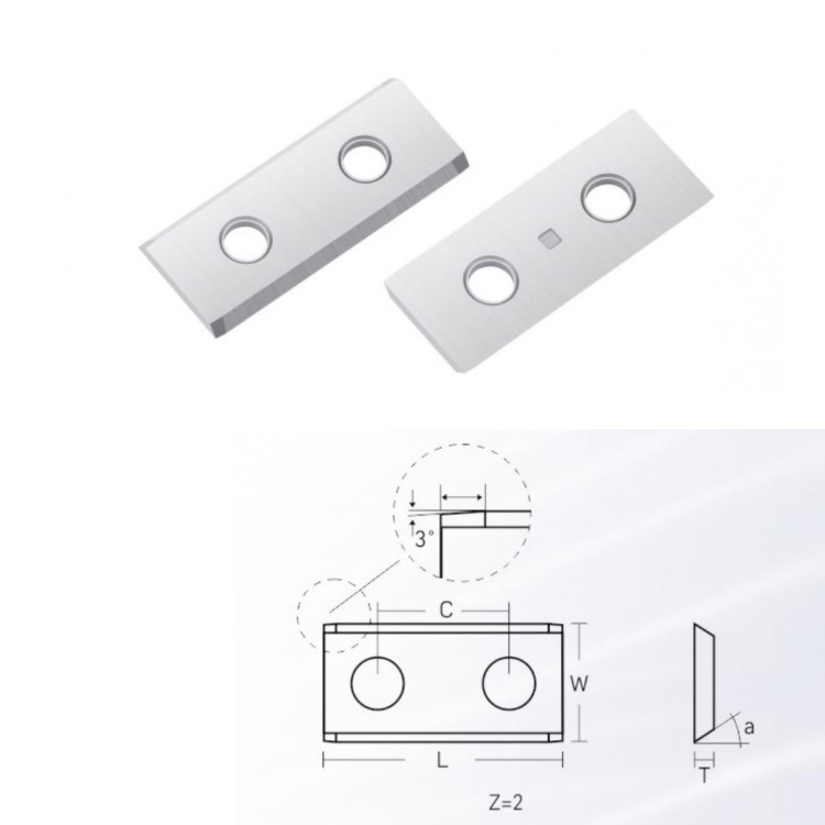 5° Bevel Carbide Insert Knife for Woodworking