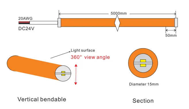 Round Neon Flex LED Strips D25mm | Blue Diamond Lighting