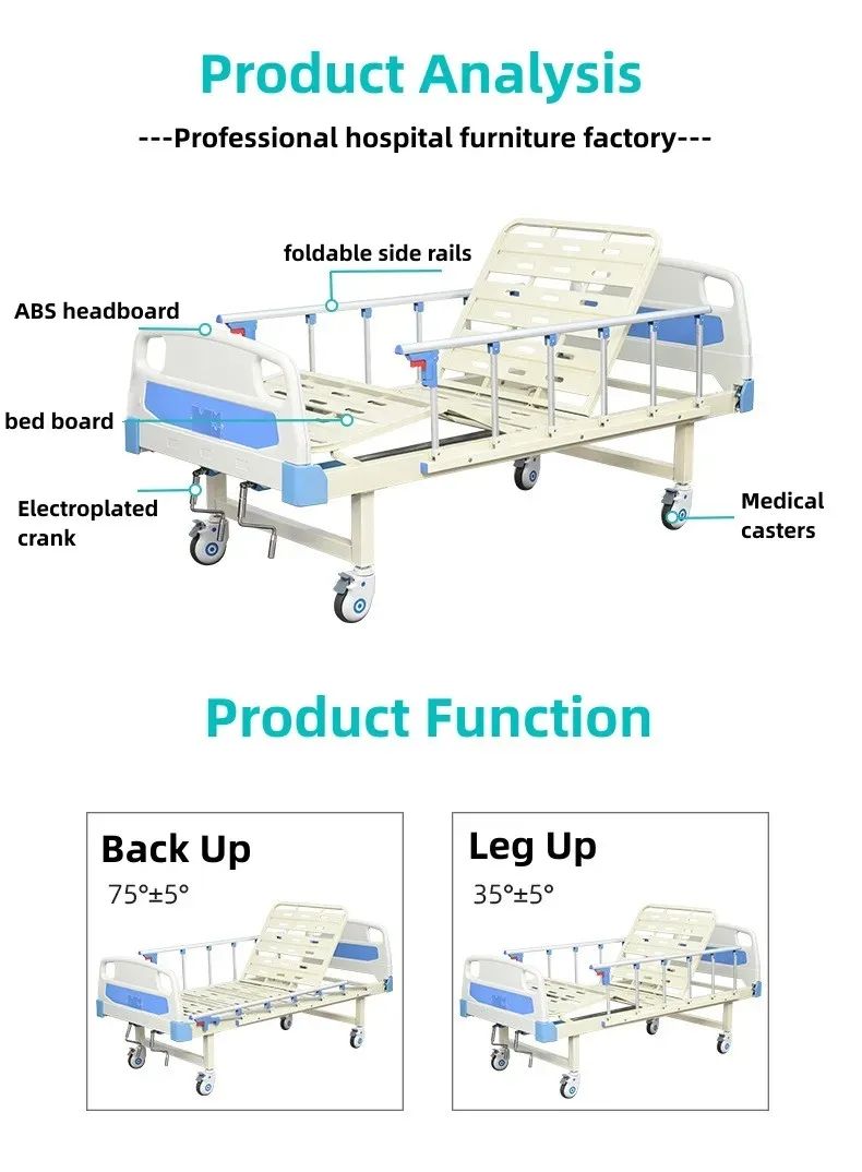 2 crank manual hospital bed