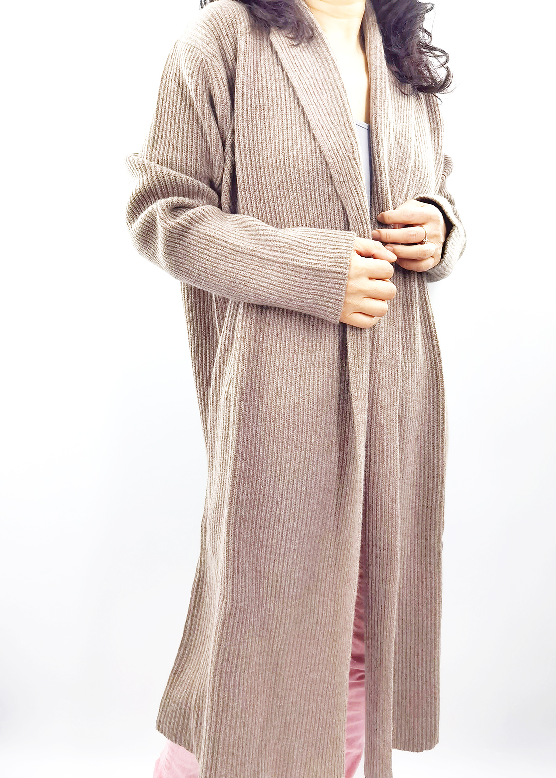 Cashmere knitted long coat