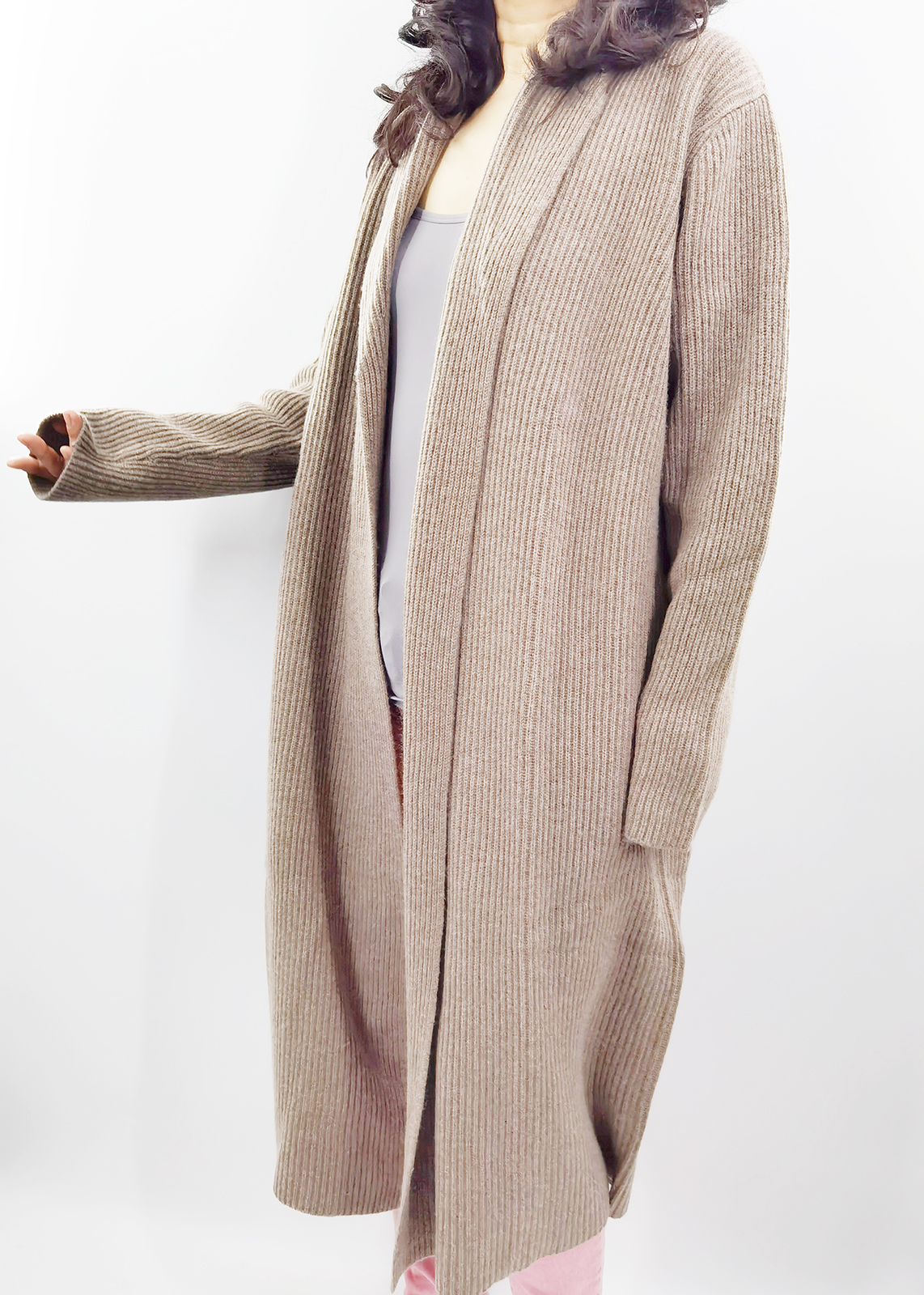 Cashmere knitted long coat