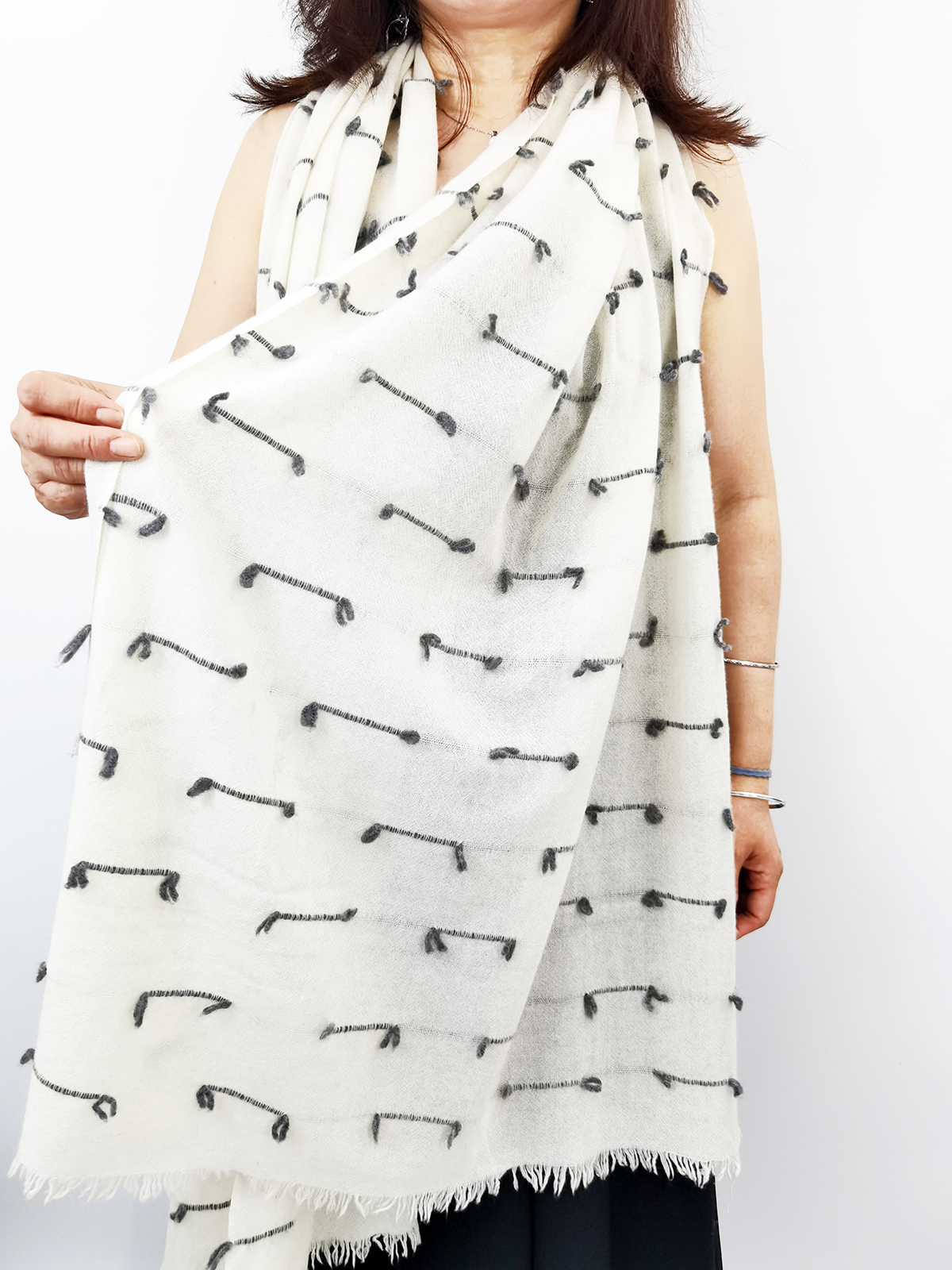 Women's cashmere fancy wrap shawl light weight