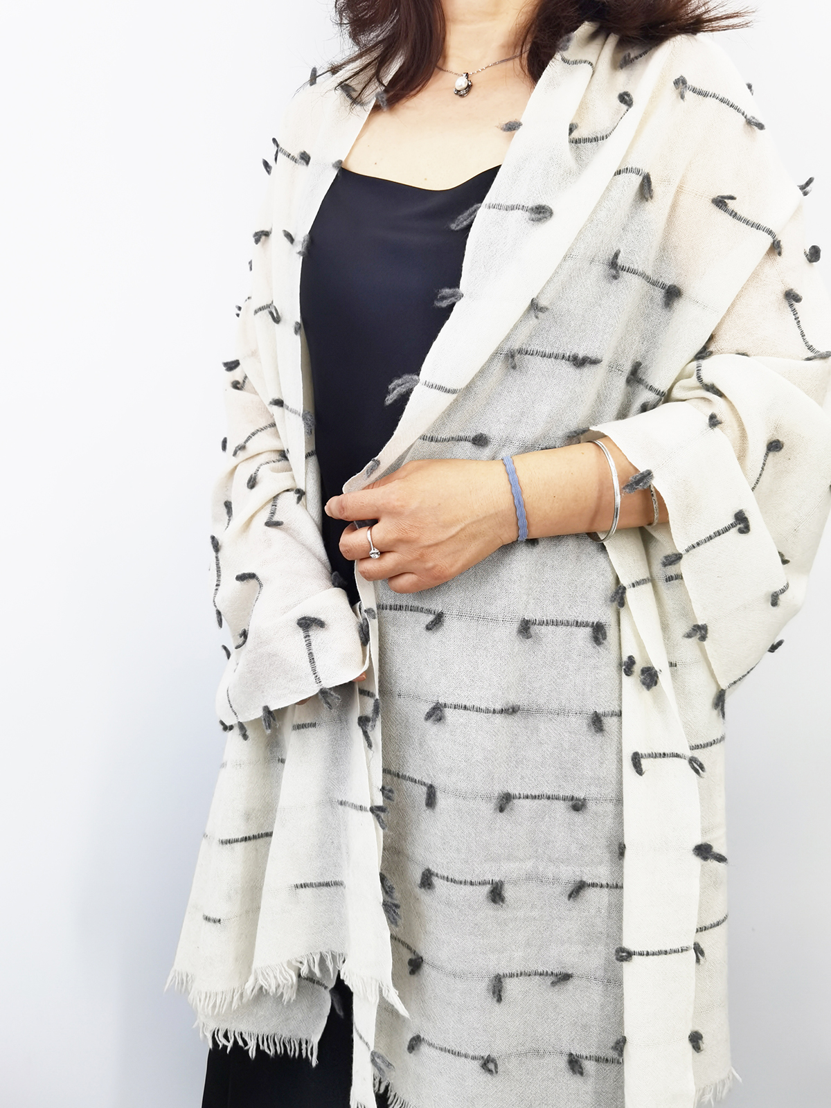 Women's cashmere fancy wrap shawl light weight