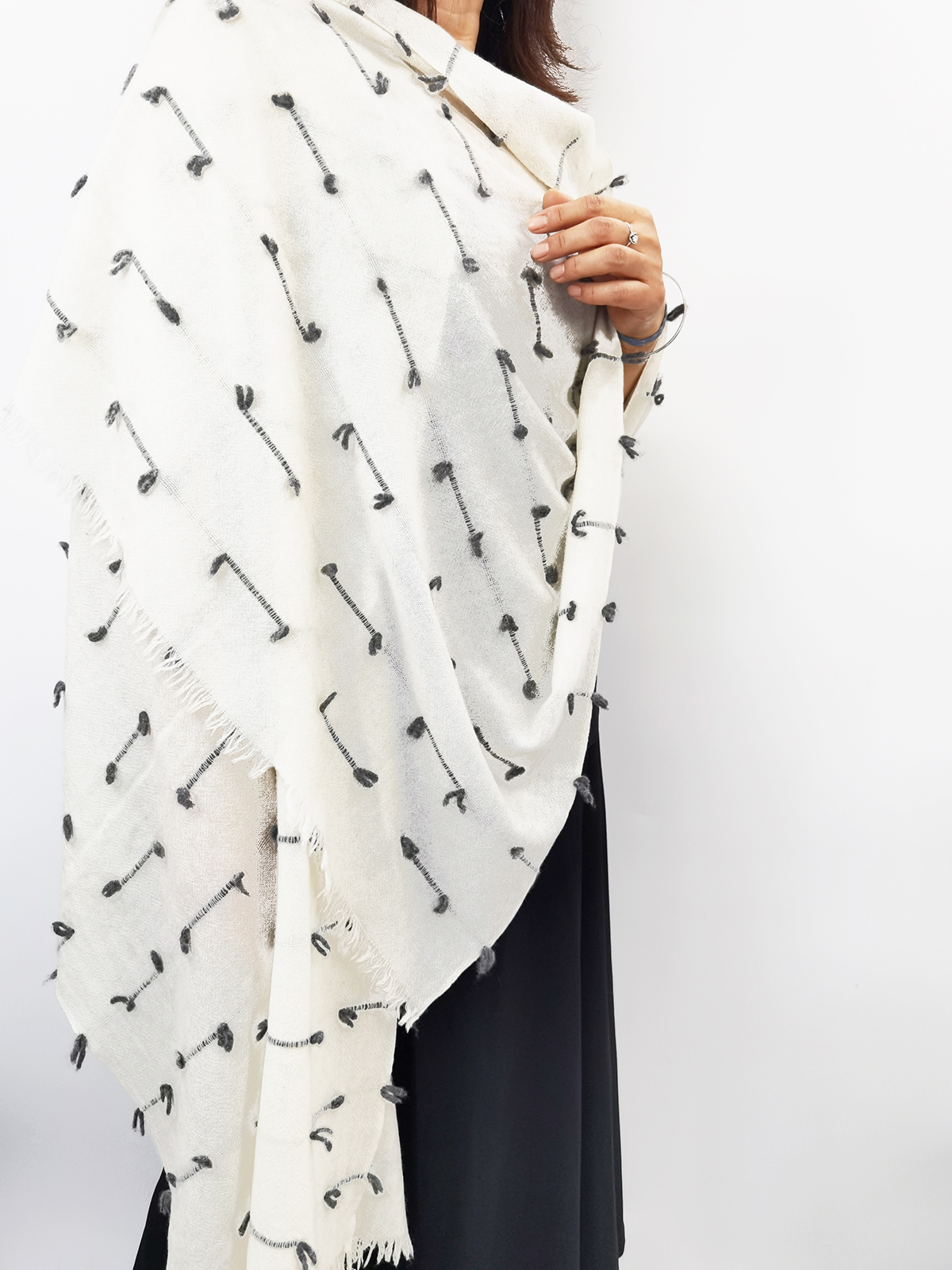 Women's cashmere fancy wrap shawl light weight