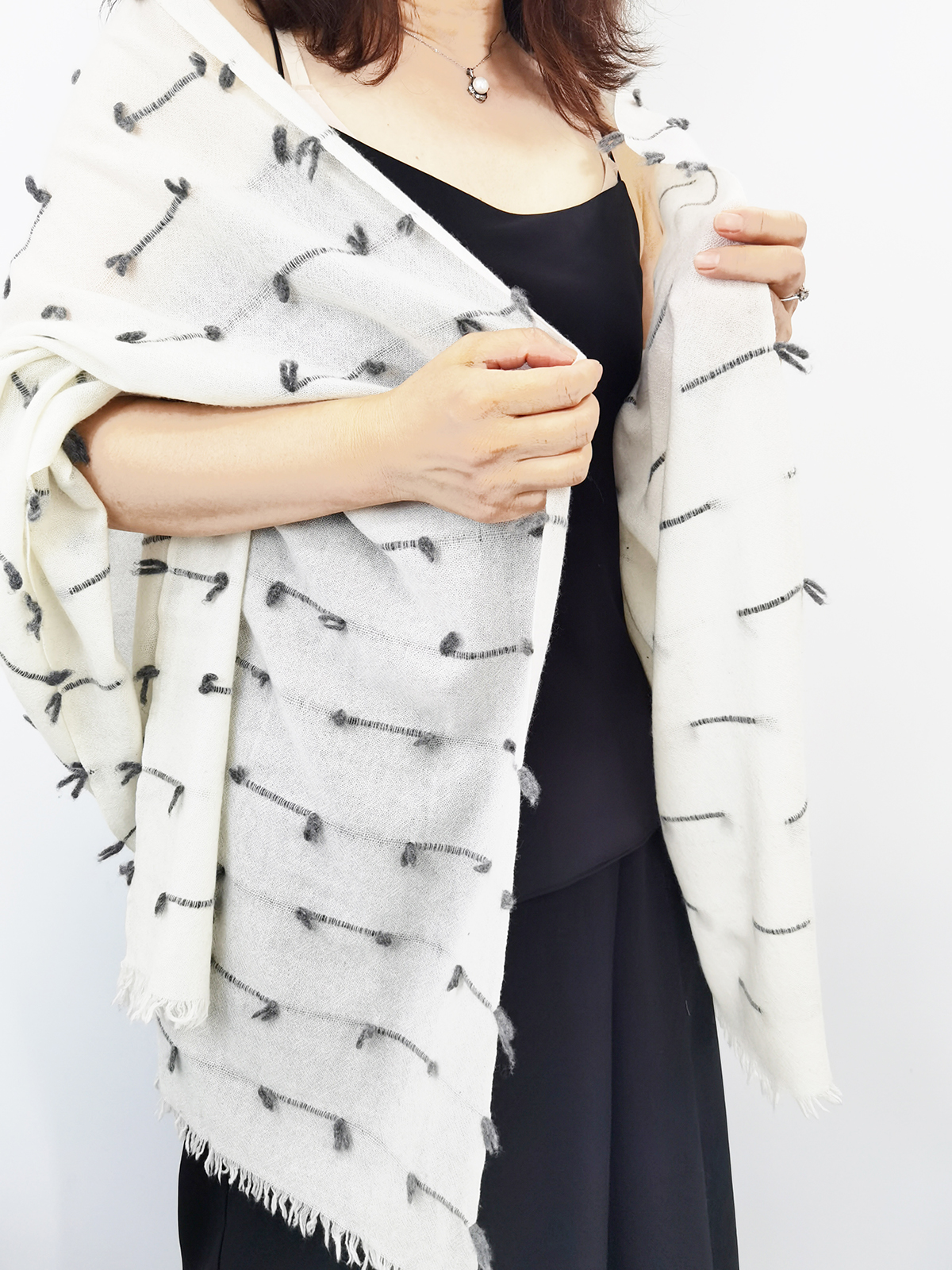 Women's cashmere fancy wrap shawl light weight