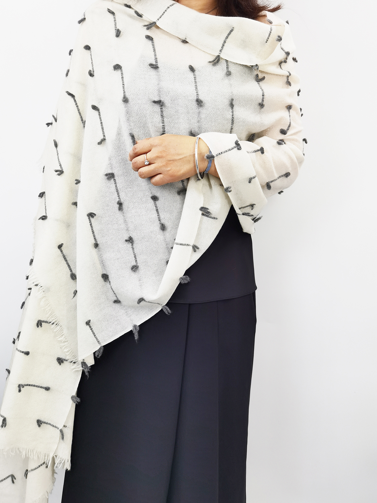 Women's cashmere fancy wrap shawl light weight