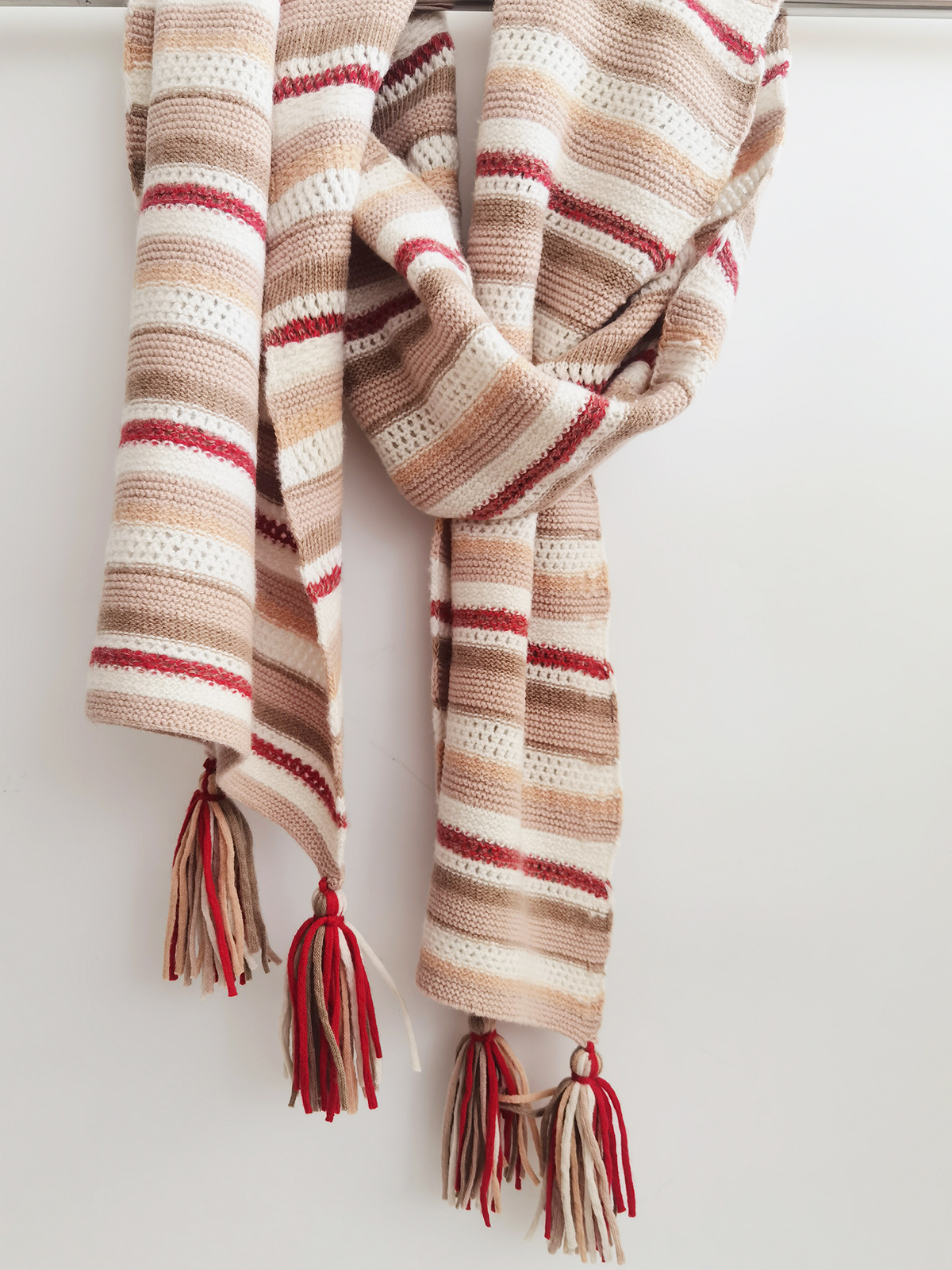 Woolen colorful stripe scarf