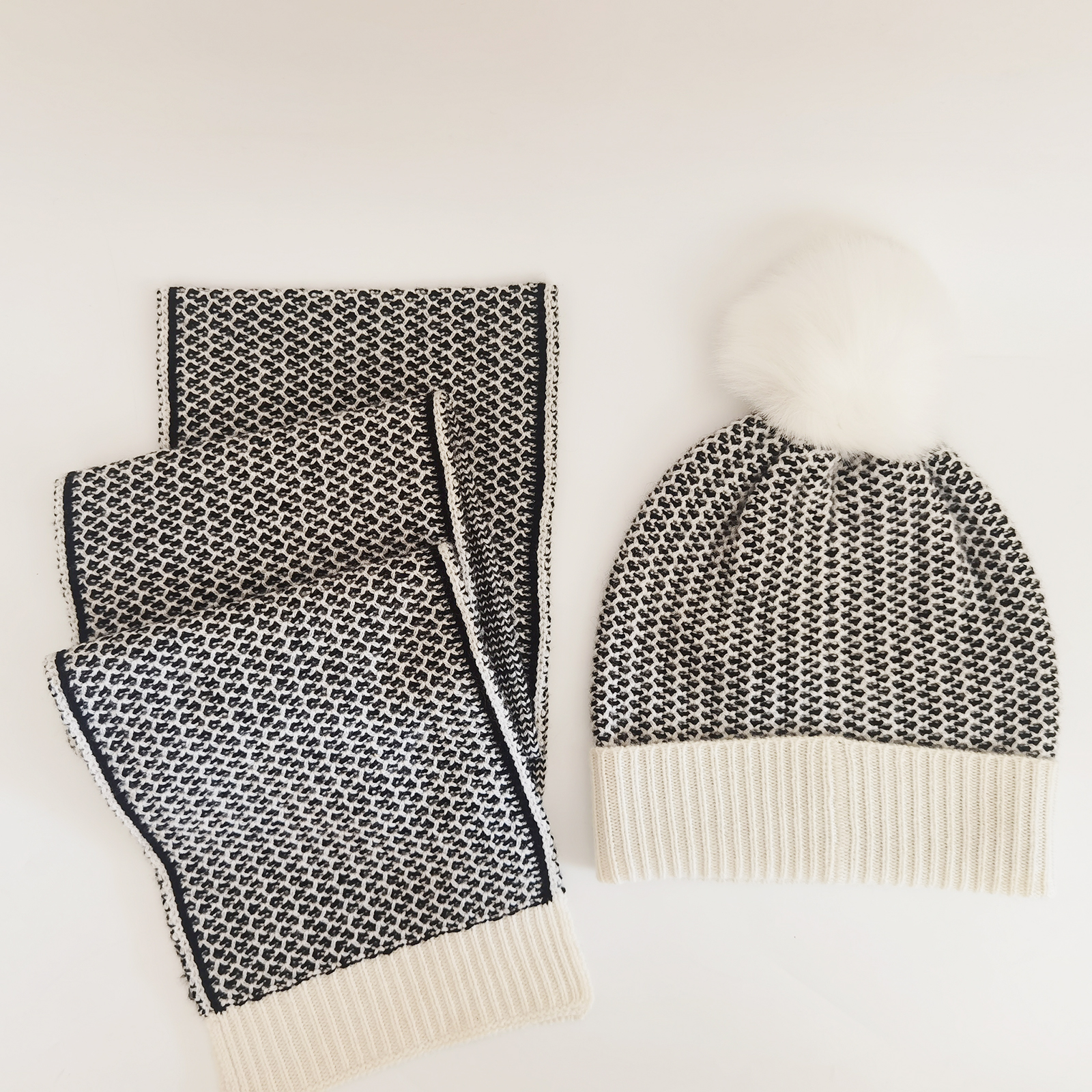 cashmere knit scarf beanie set for FW